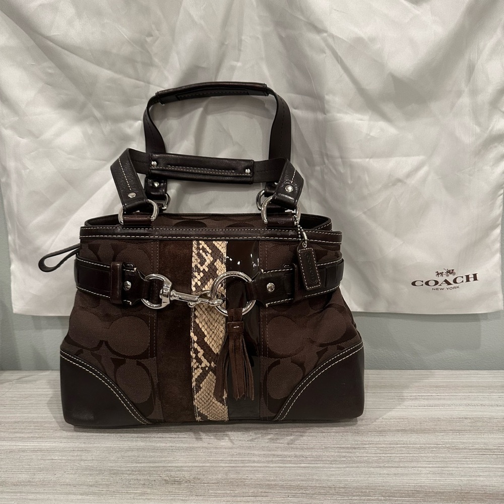 Coach Signature Hampton Tote With Python Trim - Perfe… - Gem